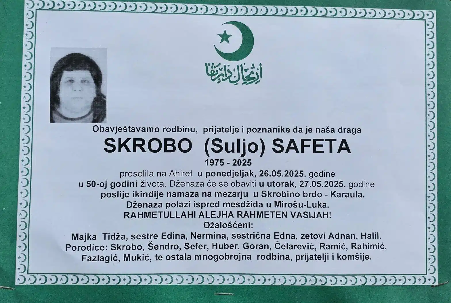 Preminula je Skrobo Safeta